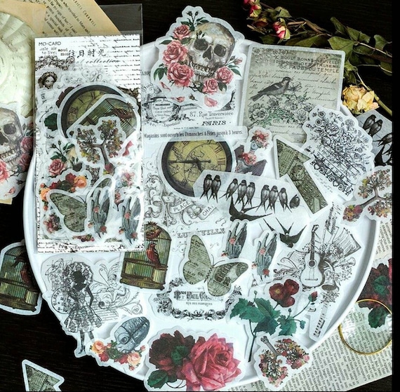 60 Stickers Victorian Gothic Frosted Butterfly Birds - Etsy