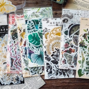 60 Stickers Flower & Leaf Frosted Color Leaves Pressed - Etsy