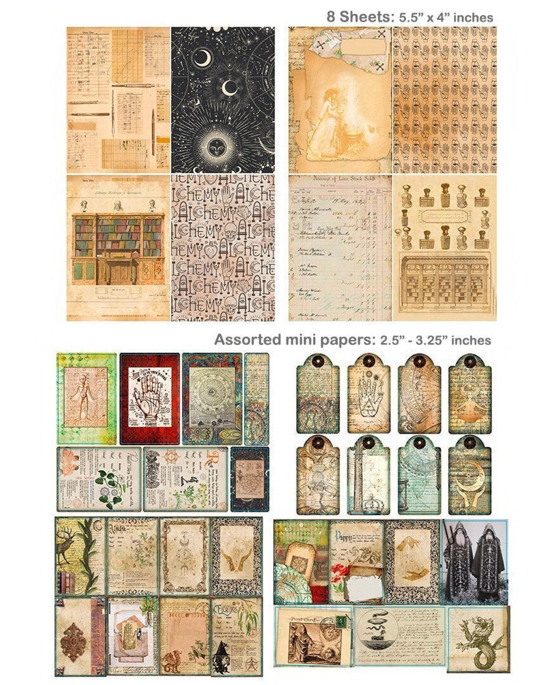 Alchemy Paper Set Books Celestial Moon Stars Palm - Etsy