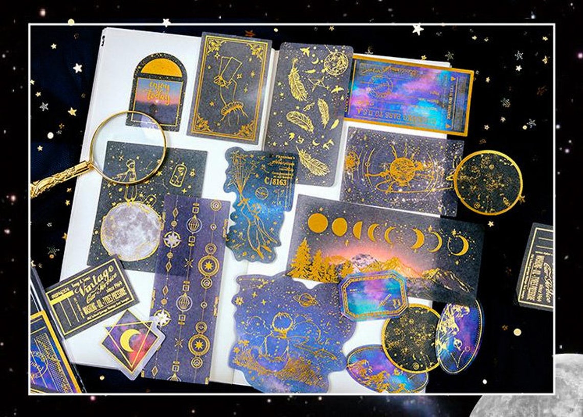 60 Stickers Moon Sky Space Galaxy Prince Night Cosmic | Etsy