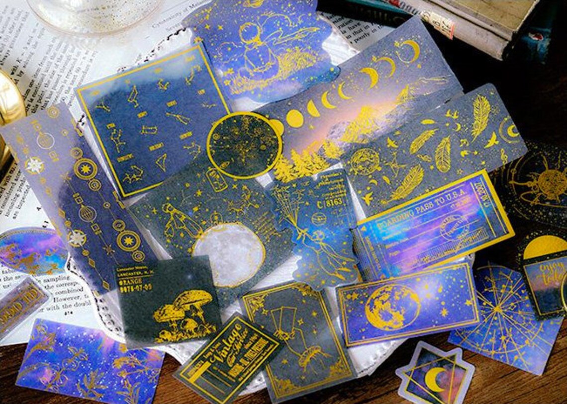 60 Stickers Moon Sky Space Galaxy Prince Night Cosmic | Etsy