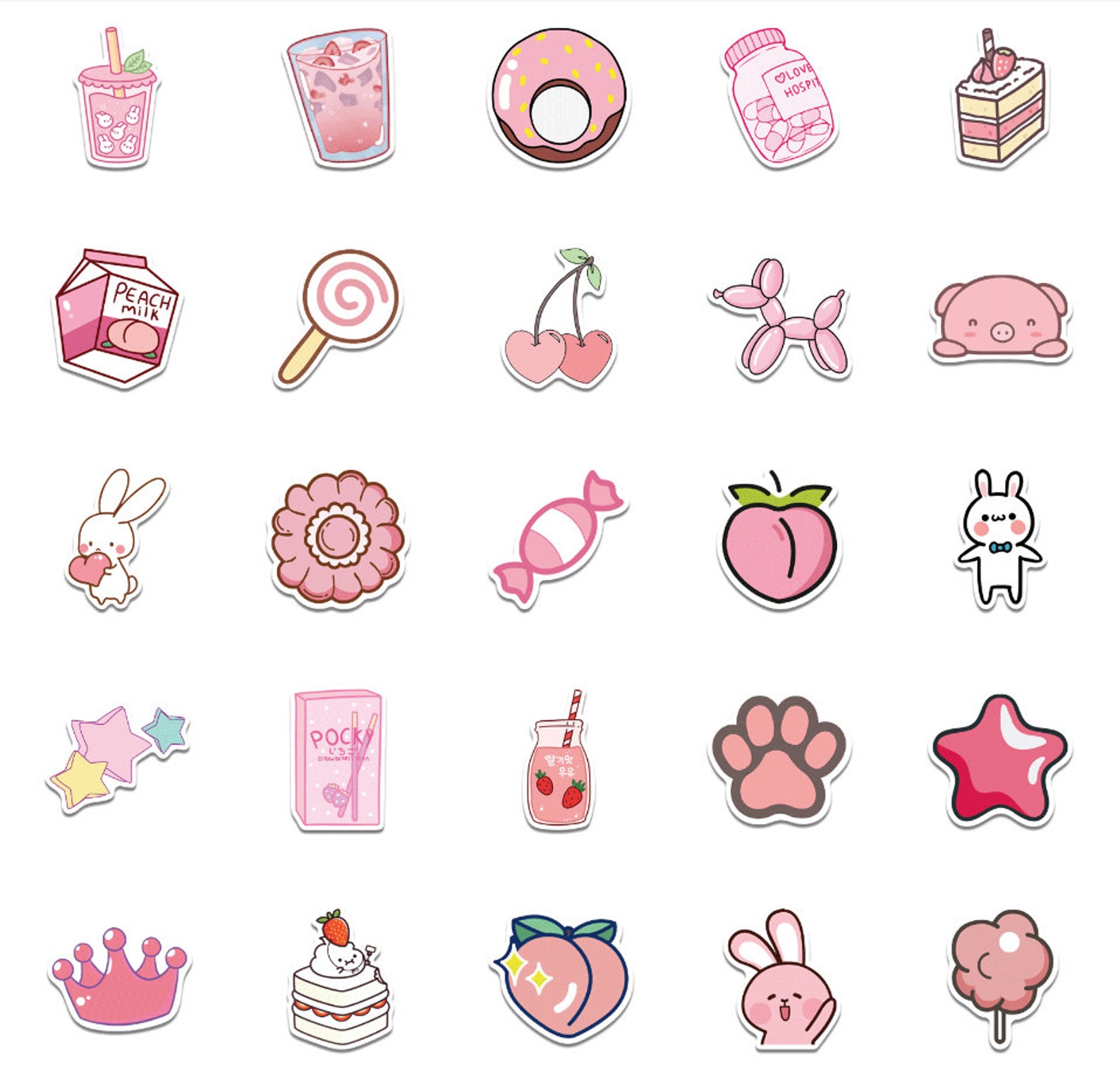 Pretty in Pinks Stickers 50 Pcs PVC Waterproof Decals | Etsy