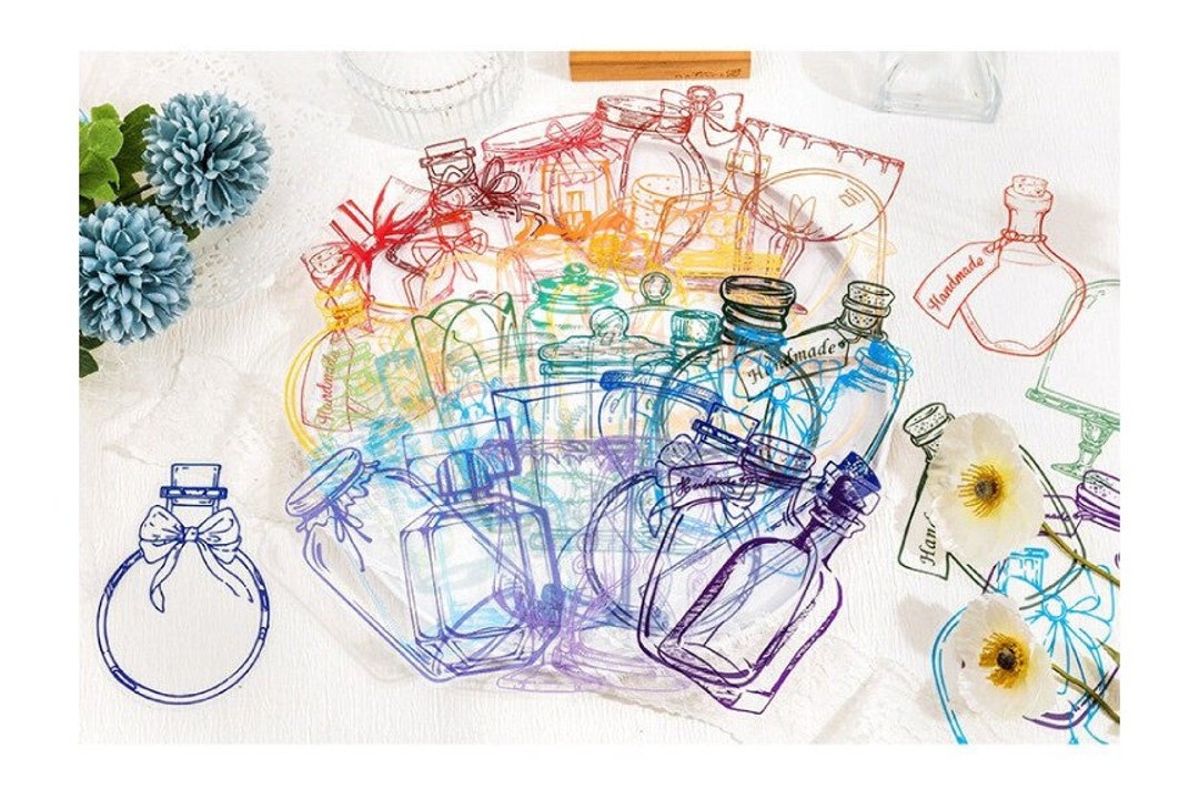 Bottle & Jar Stickers, Large, Colorful, Clear, Plastic, Waterproof - Etsy