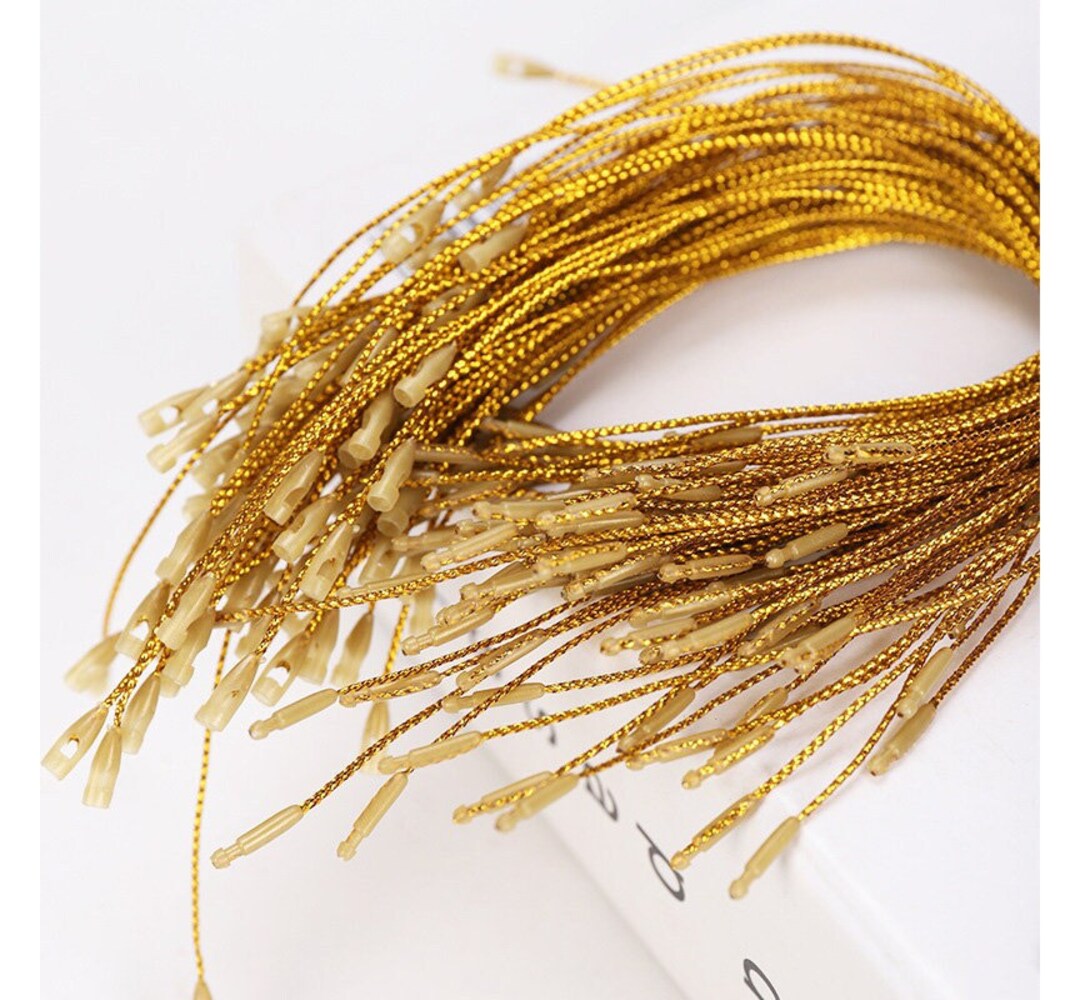 1,000 Gold Hang Tag String With Fastener, Thin Rope Gift Tag Cord ...