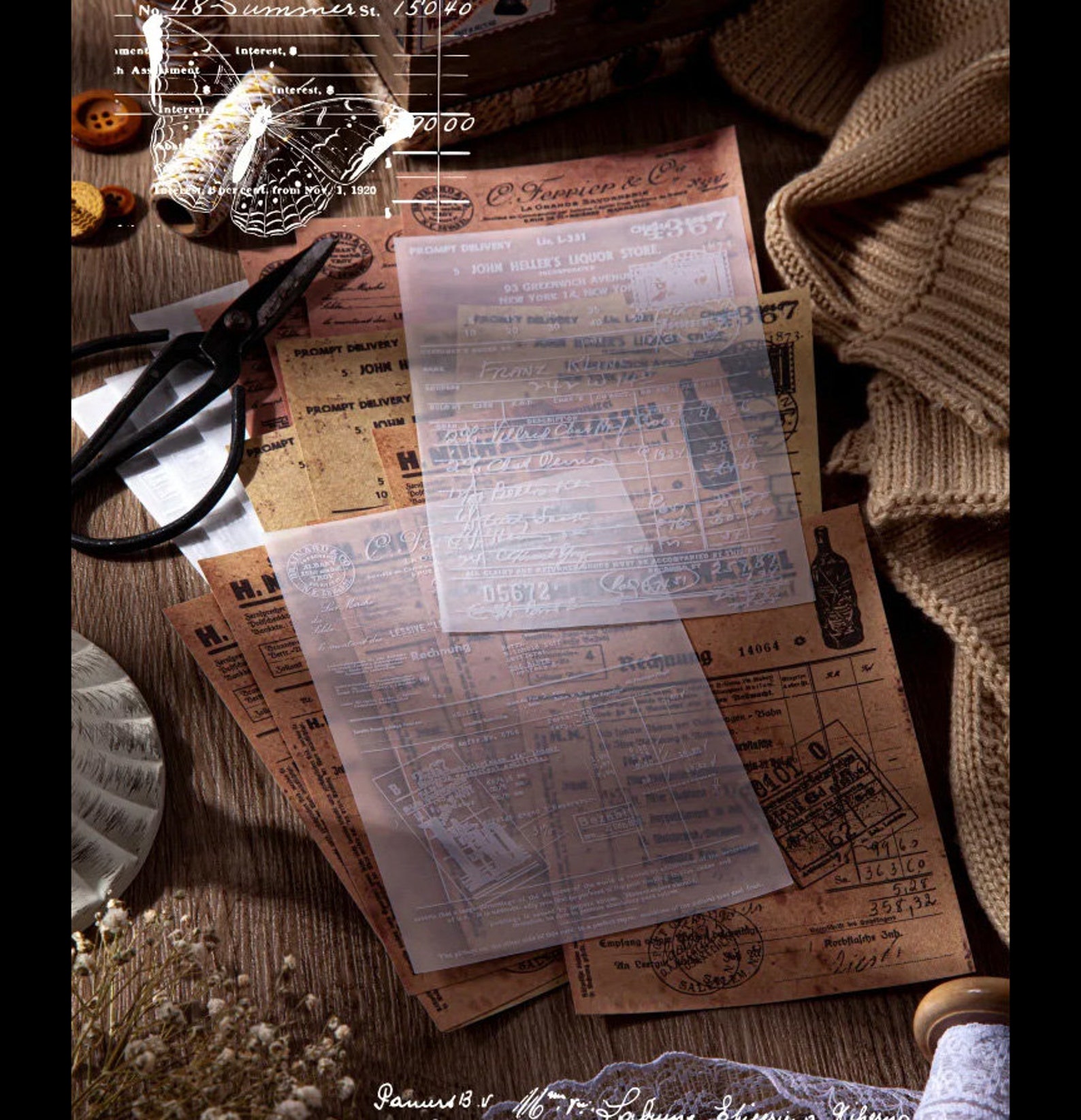 Paper Set, Natural & Translucent, Kraft, Vellum, Printed, Text, Images ...