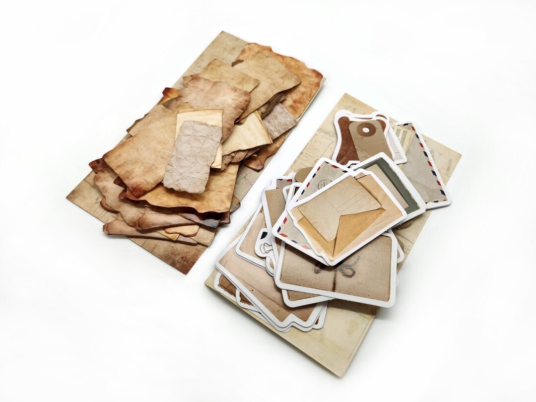 Aged Stickers, Letters, Old, Pieces, Torn, Scrap Antiqued, Wrinkled ...