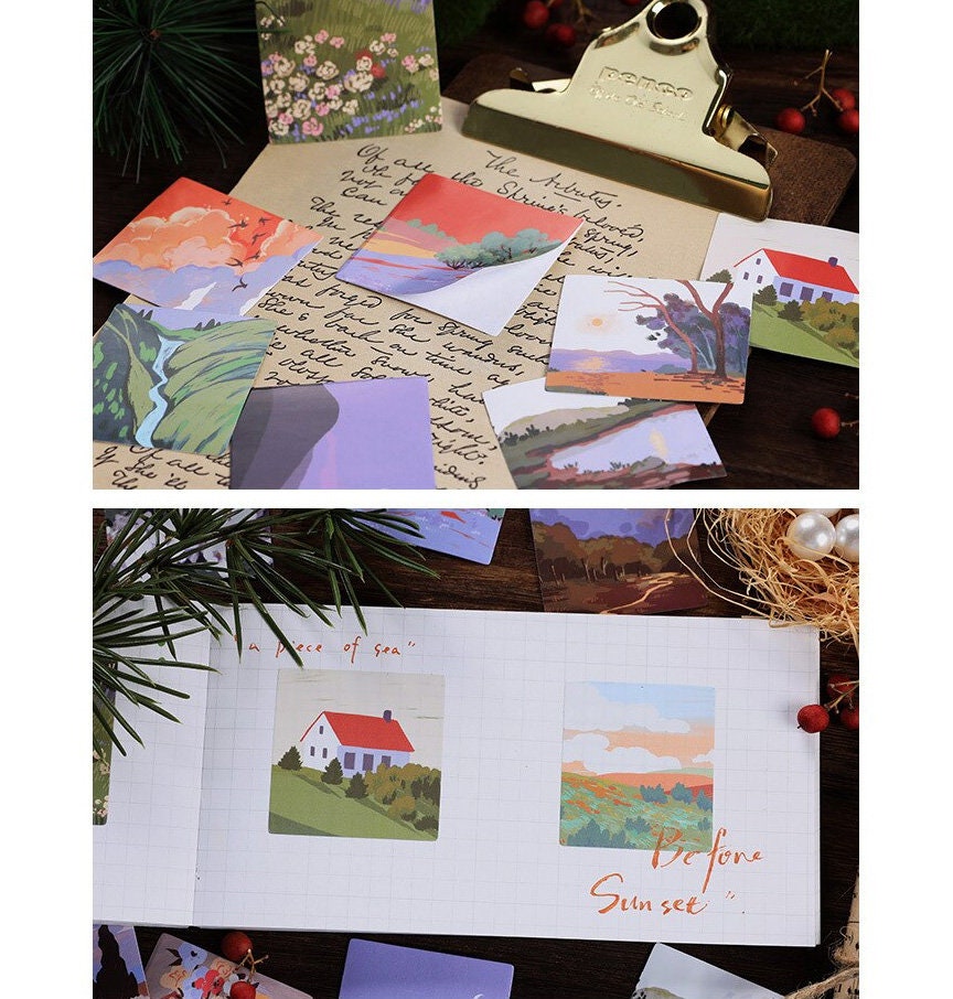 Boxed Stickers 4 STYLES Animals Childhood Scenery | Etsy