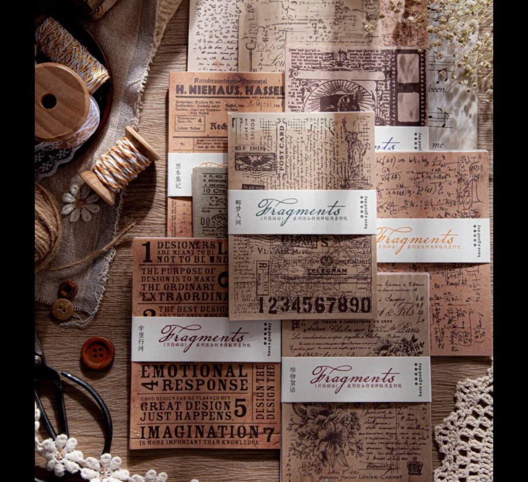 Paper Set, Natural & Translucent, Kraft, Vellum, Printed, Text, Images ...