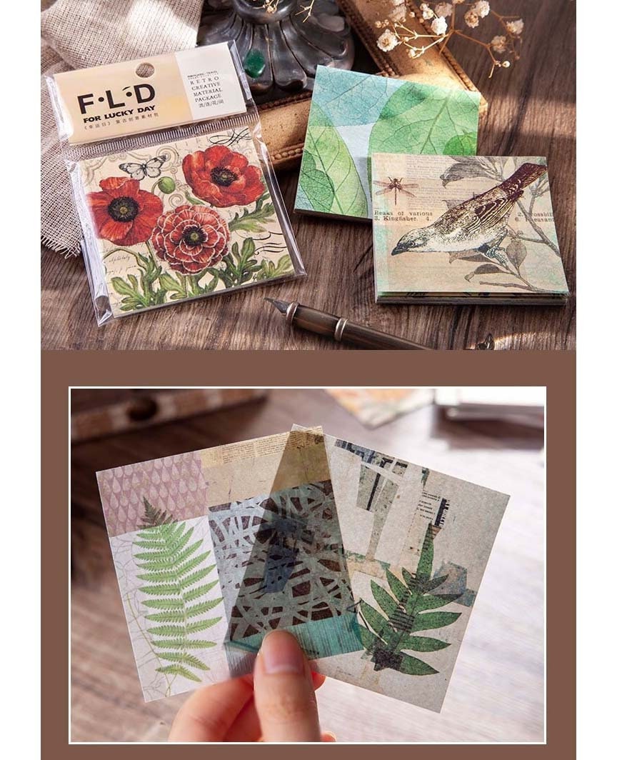 Nature Paper Small Sheets Square Size Leaf Bird Flowers | Etsy