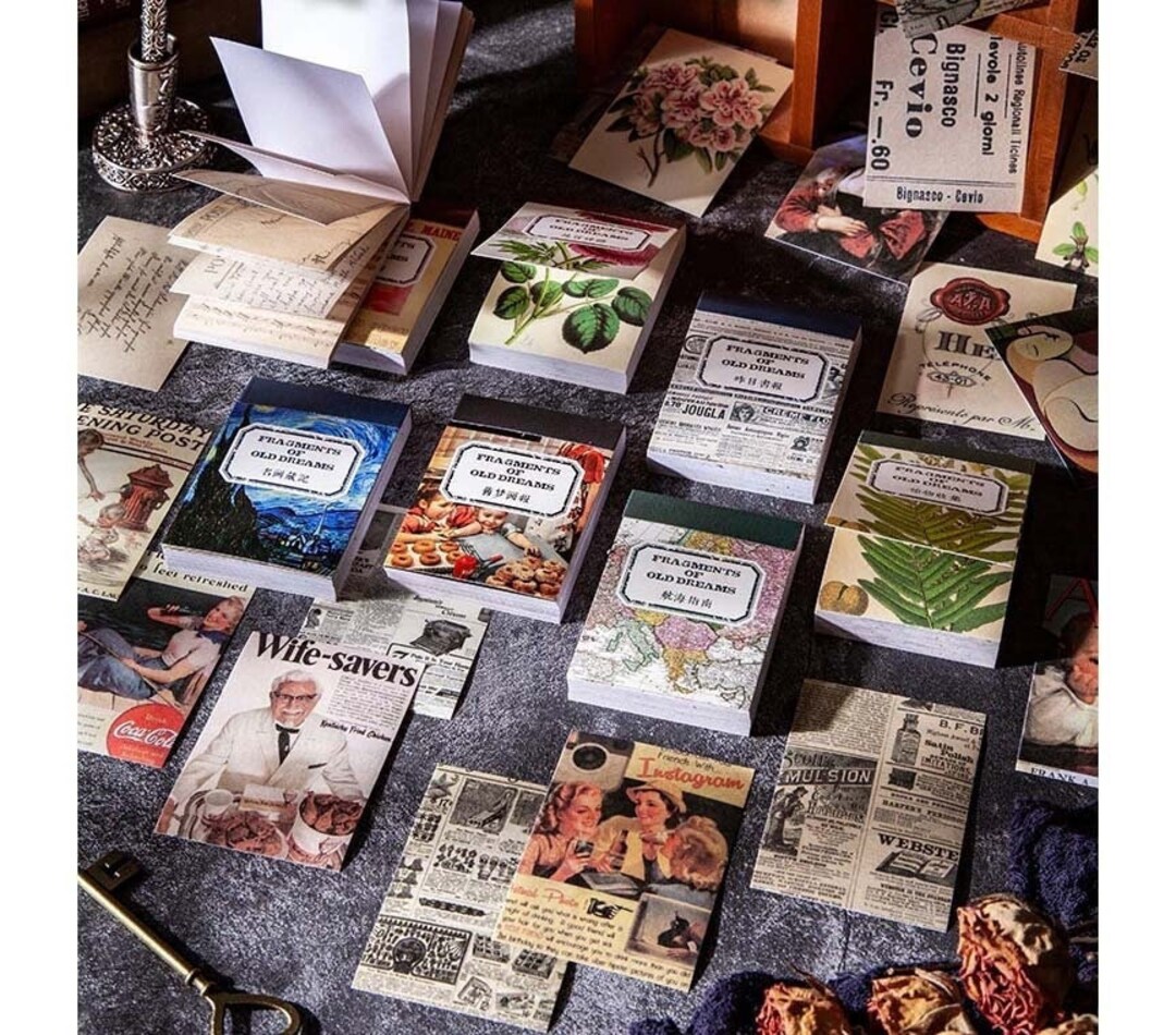 Fragments of Old Dreams Mini Sticker Books, Antiqued, Vintage, Letters ...