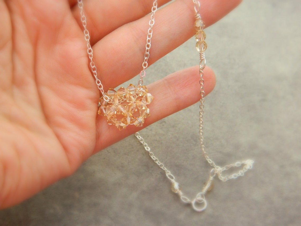 Golden Swarovski Necklace. Bridal Gold Necklace Crystal - Etsy