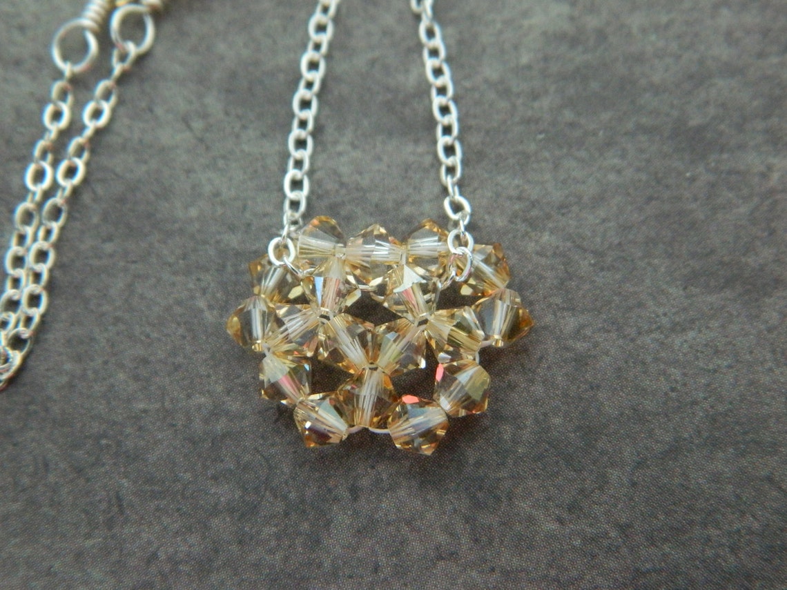 Golden Swarovski Necklace. Bridal Gold Necklace Crystal - Etsy