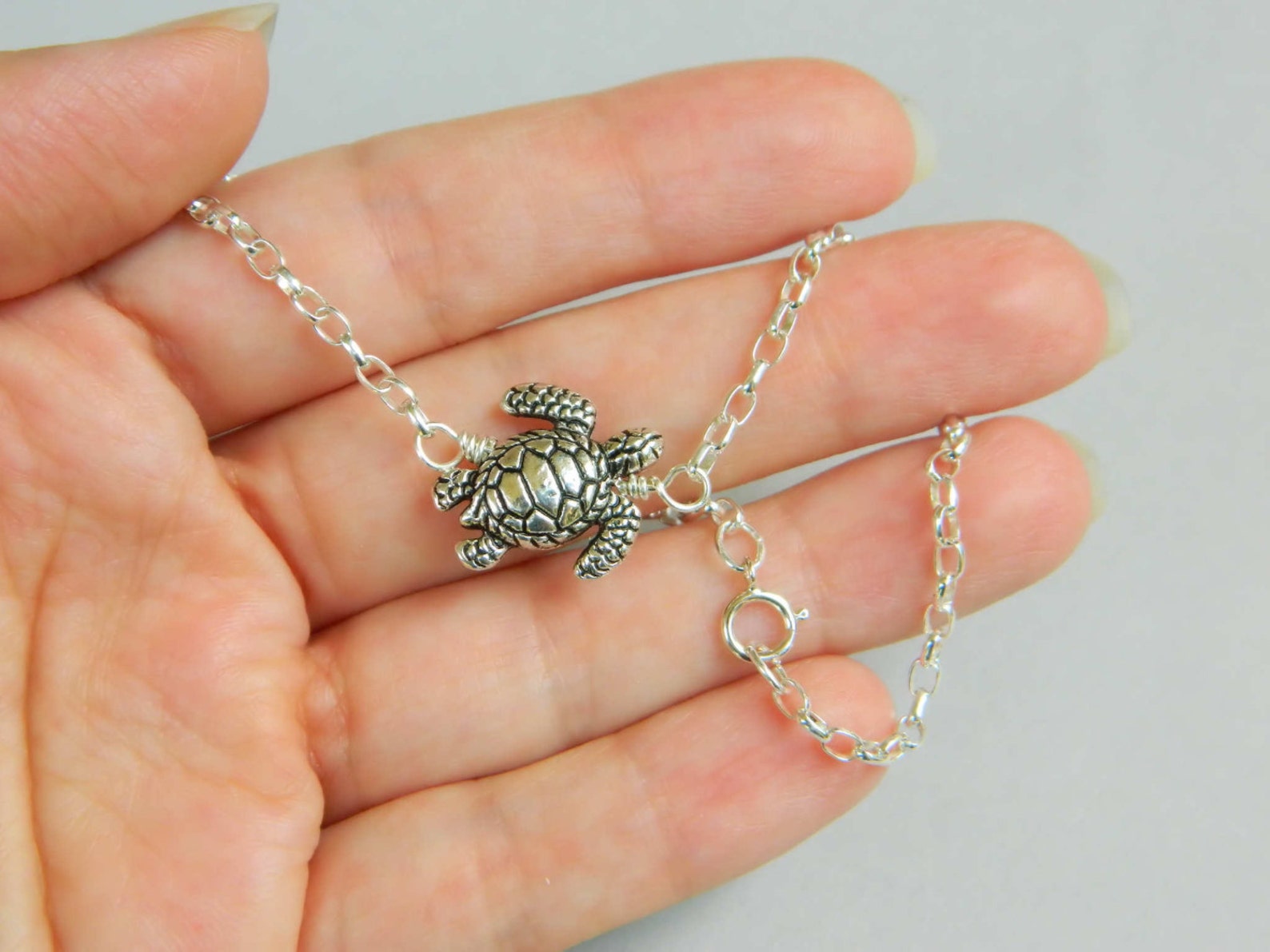 Silver Turtle Anklet. Sterling Silver Anklet. Turtle Bead. - Etsy