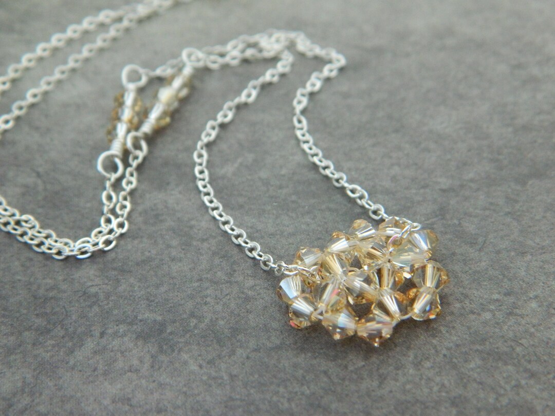Golden Swarovski Necklace. Bridal Gold Necklace Crystal - Etsy