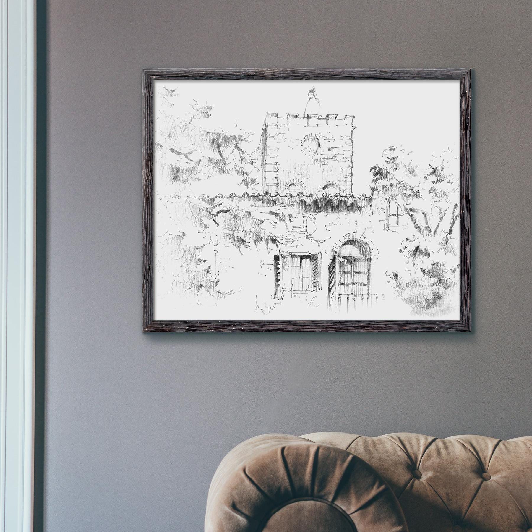 Architecture Pencil Sketch | Toscanian Villa | Italy | Mediterrean ...