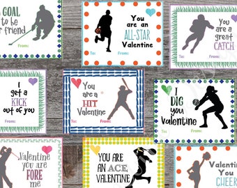Kids Valentine Cards Sports Valentines for School Football | Etsy