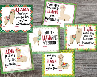 Printable Llama Valentine Cards Kids Valentine Cards School Valentine ...