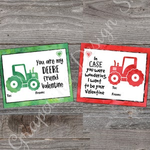 Valentine Cards for Kids- Tractor Valentine Cards - Printable Valentine ...