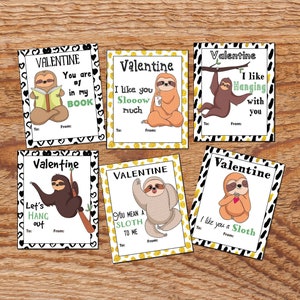 Kids Valentine Cards - Sloth Valentine Cards. Printable Valentine ...