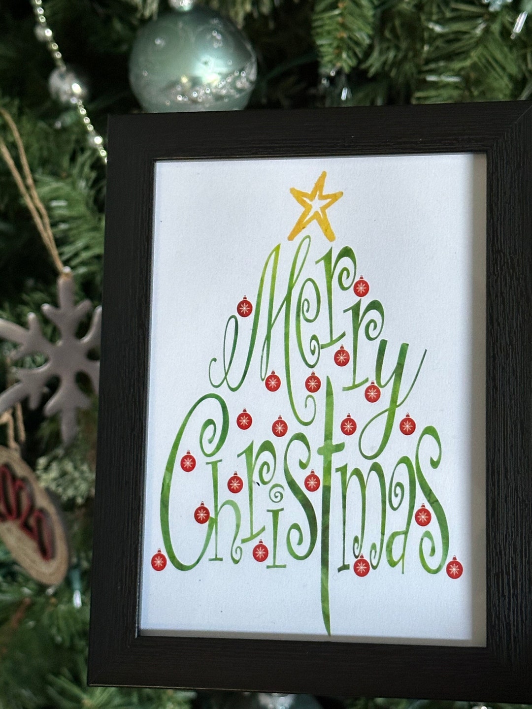 Merry Christmas Watercolor Print. Christmas Mantle Decor. Christmas ...