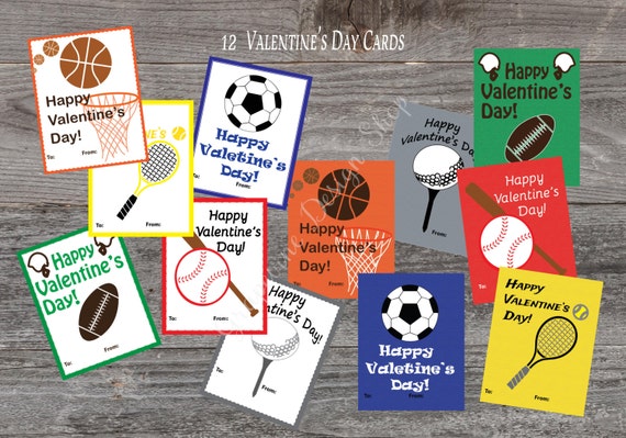 Kids Valentine Cards Sports Valentines for School Football | Etsy