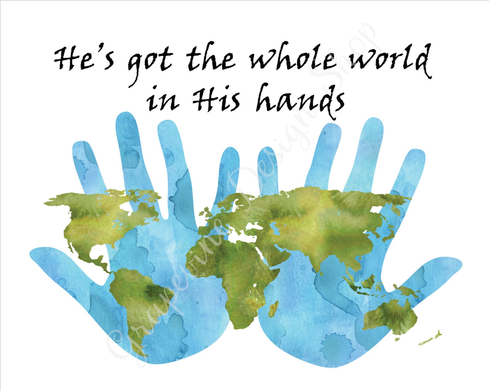 He's got the whole world in His hands. Christian Print. | Etsy
