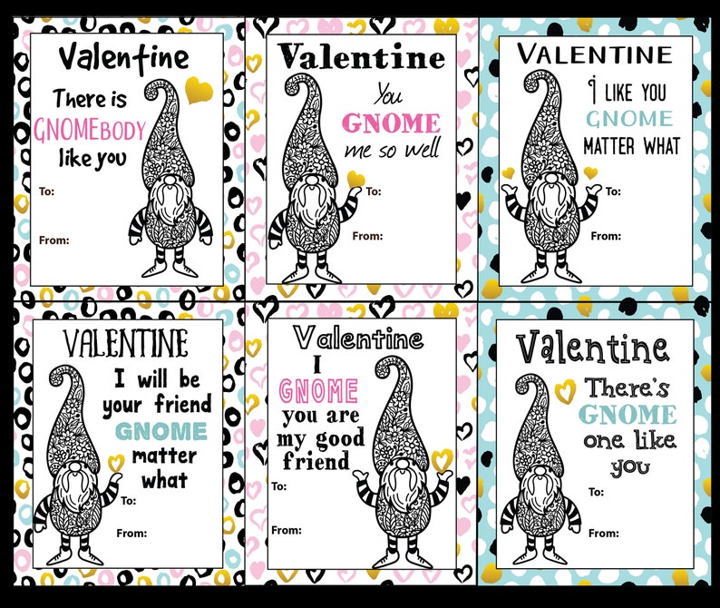 Kids Valentine Cards for School Gnome Valentine Cards - Etsy