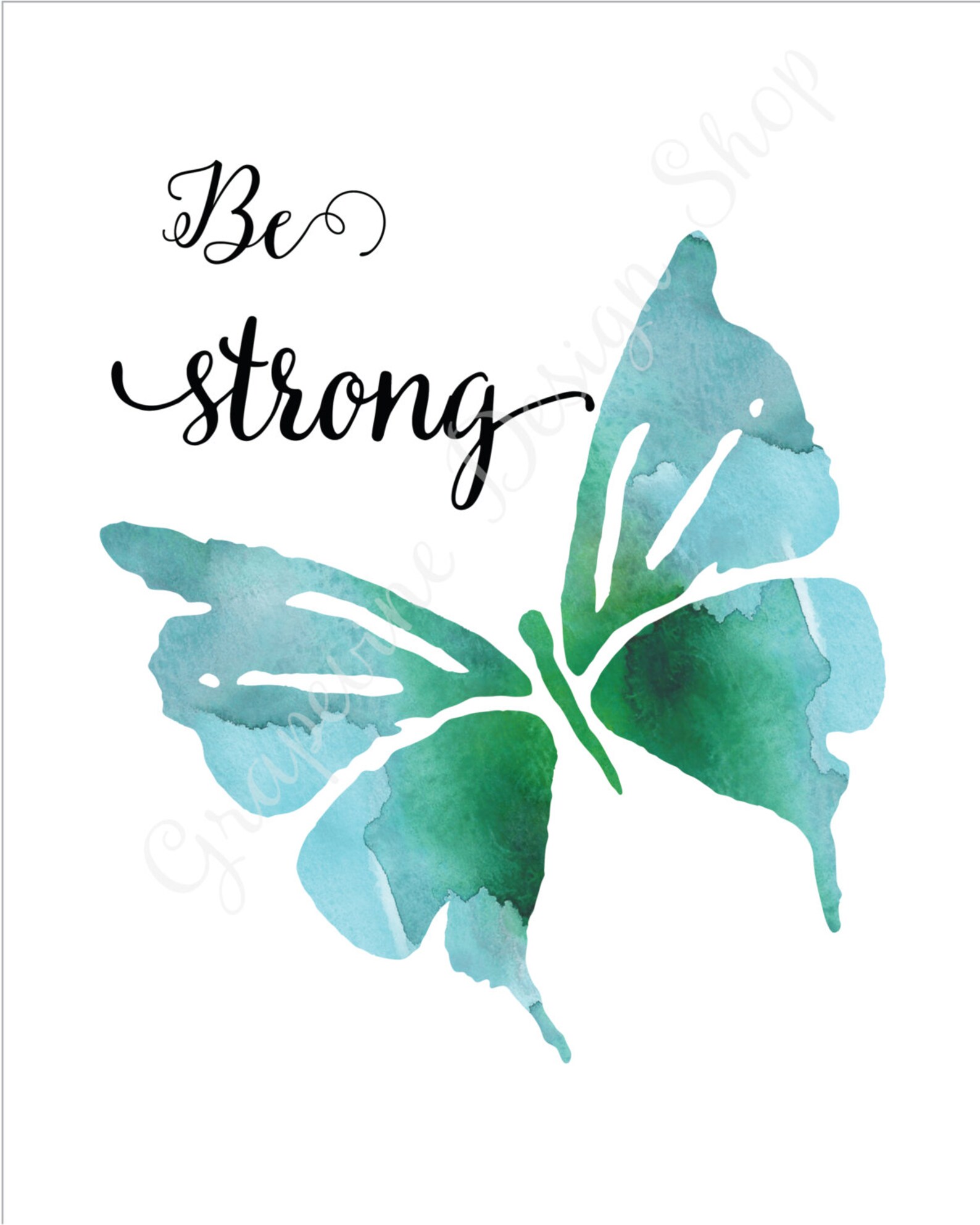 Butterfly Nursery Print. Be Strong and Courageous Deut. - Etsy