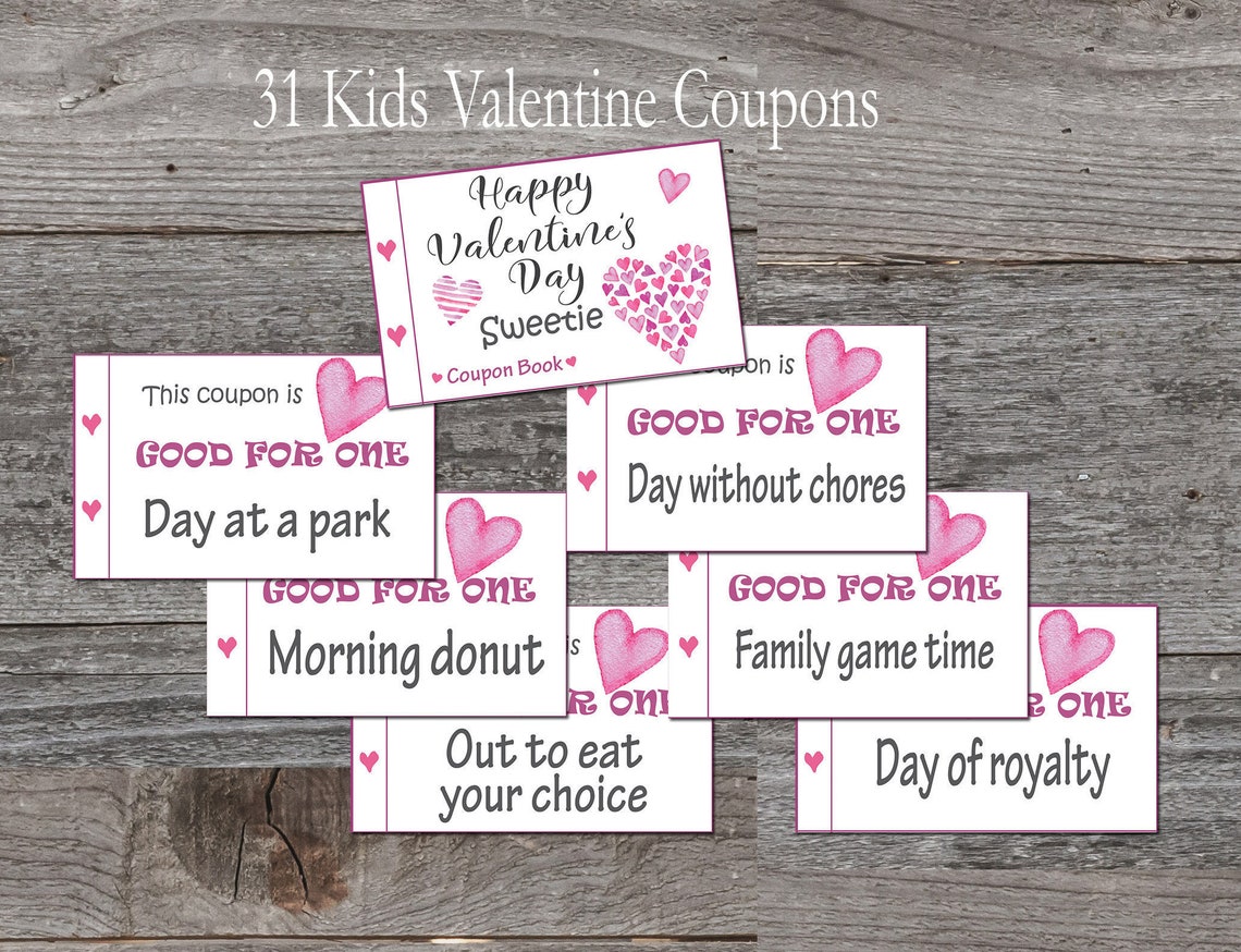 Valentine Kids Coupon Book Valentine Coupons Children - Etsy