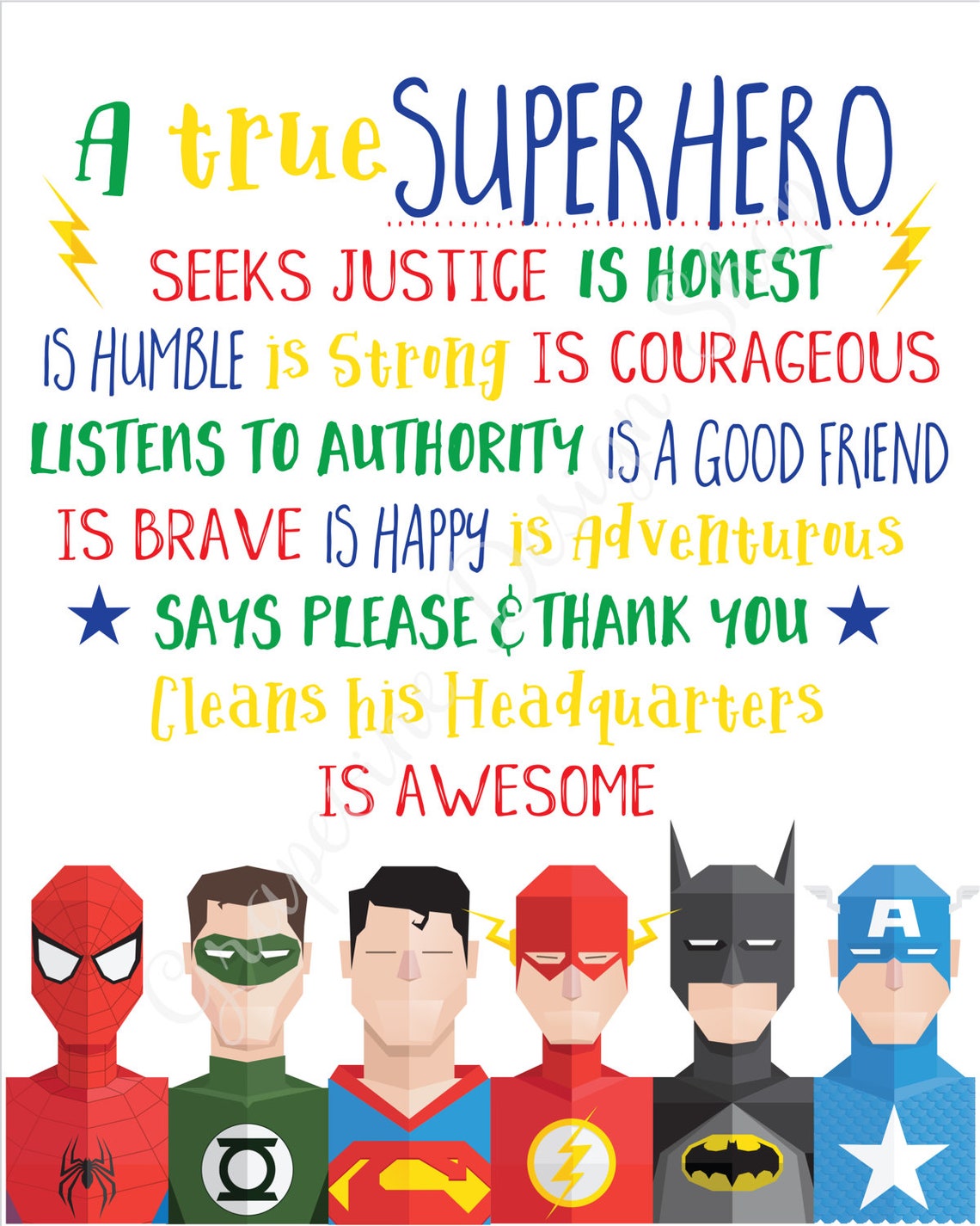 Superhero prints. Boys superhero decor. Superhero rules. | Etsy