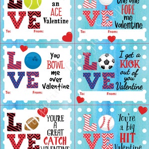 Kids Valentine Cards Sports Valentines Cards Printable Valentines for ...