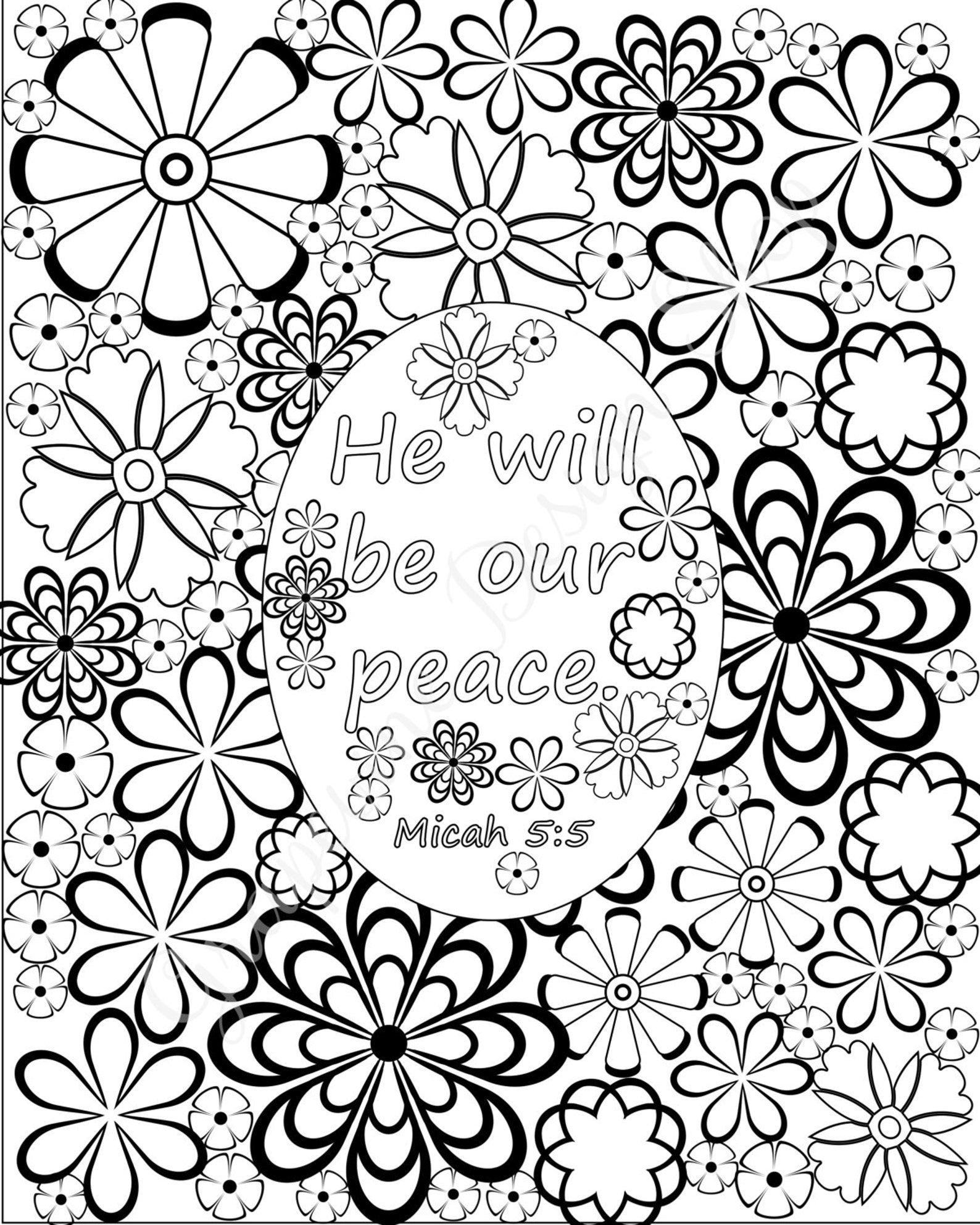 Flower Coloring Pages - Bible Verse Coloring Sheets - Set of 5 Instant ...