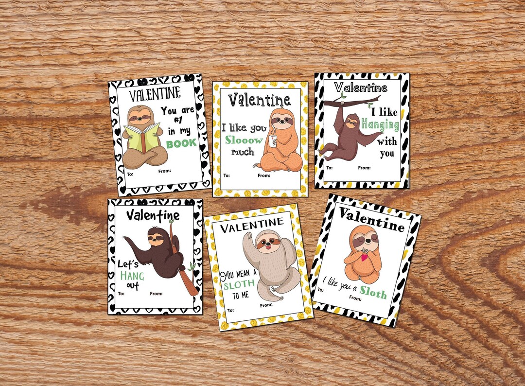 Kids Valentine Cards - Sloth Valentine Cards. Printable Valentine ...