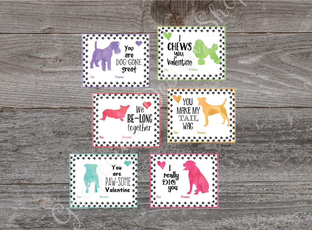 Valentines Card - Dog Valentine Cards - Valentines Kids - Printable ...