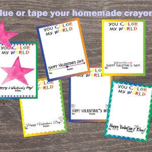 Color Valentine Cards You Color My World Printable Valentine Cards Add ...