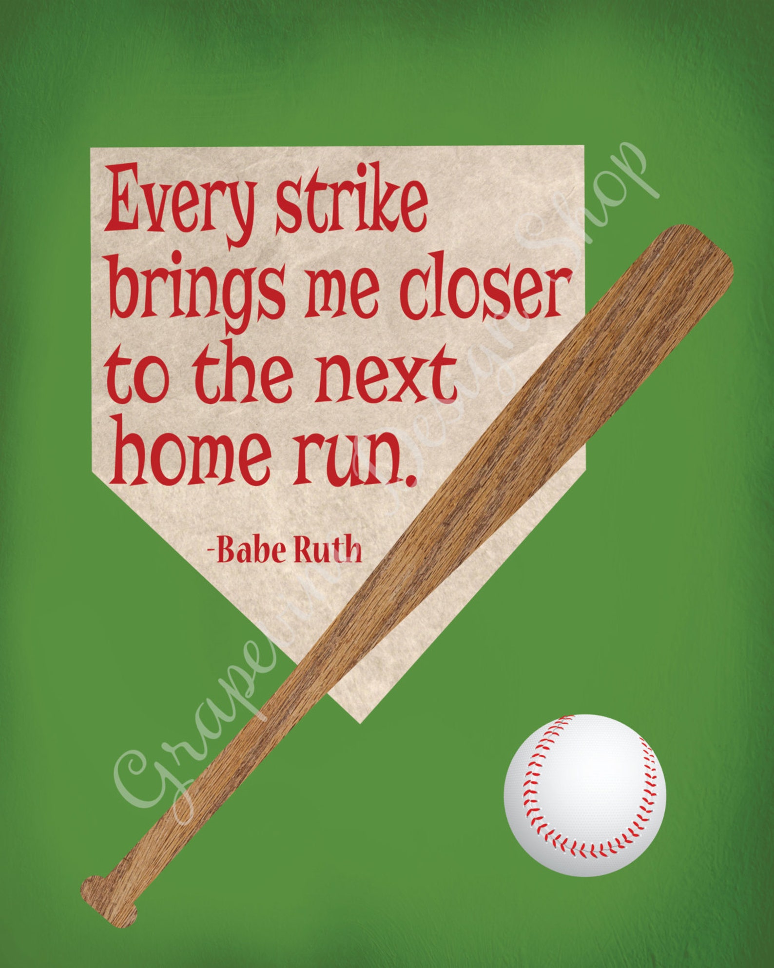 Baseball Wall Art Babe Ruth Baseball Quote Boy Sports - Etsy