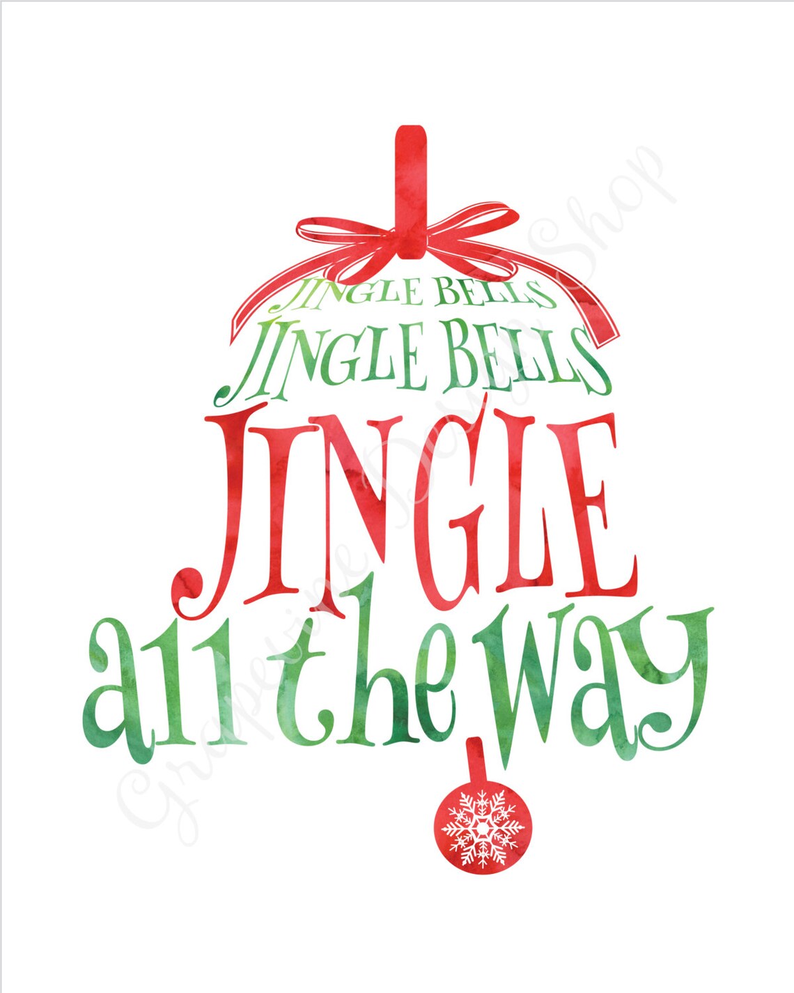 Christmas Jingle Bells Jingle All the Way Print. Christmas Bell Mantle ...