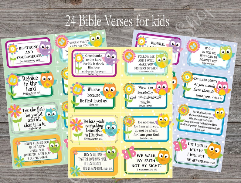 Scripture memory cards for kids. 24 Bible verse cards for | Etsy