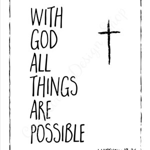 With God All Things Are Possible. Christian Print. Math. 19:26 Instant ...