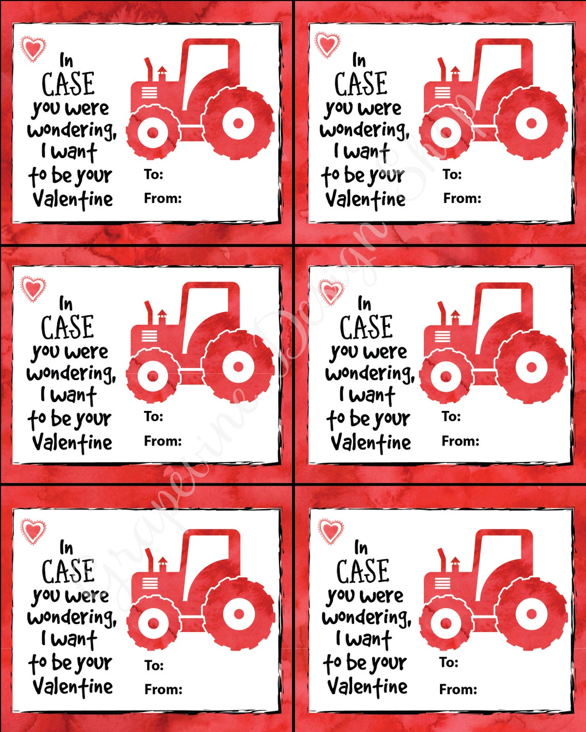 Valentine Cards for Kids Tractor Valentine Cards Printable - Etsy