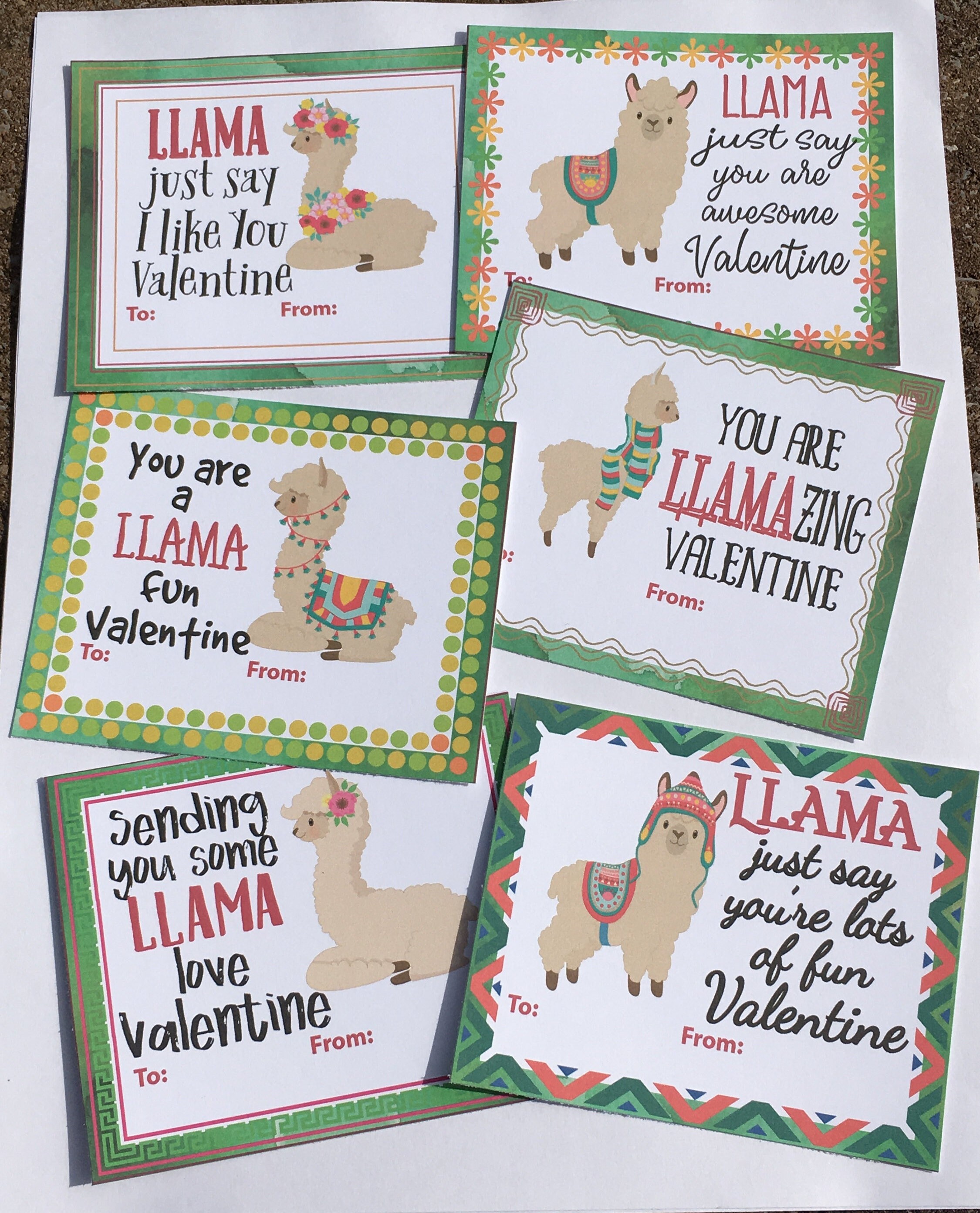 Kids Valentine Cards Llama Valentine Cards Printable Valentines Day ...