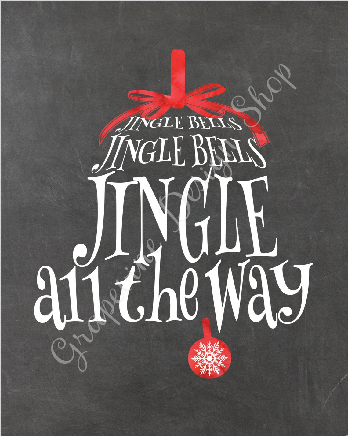 Jingle Bells Jingle All the Way Chalkboard Print Christmas - Etsy
