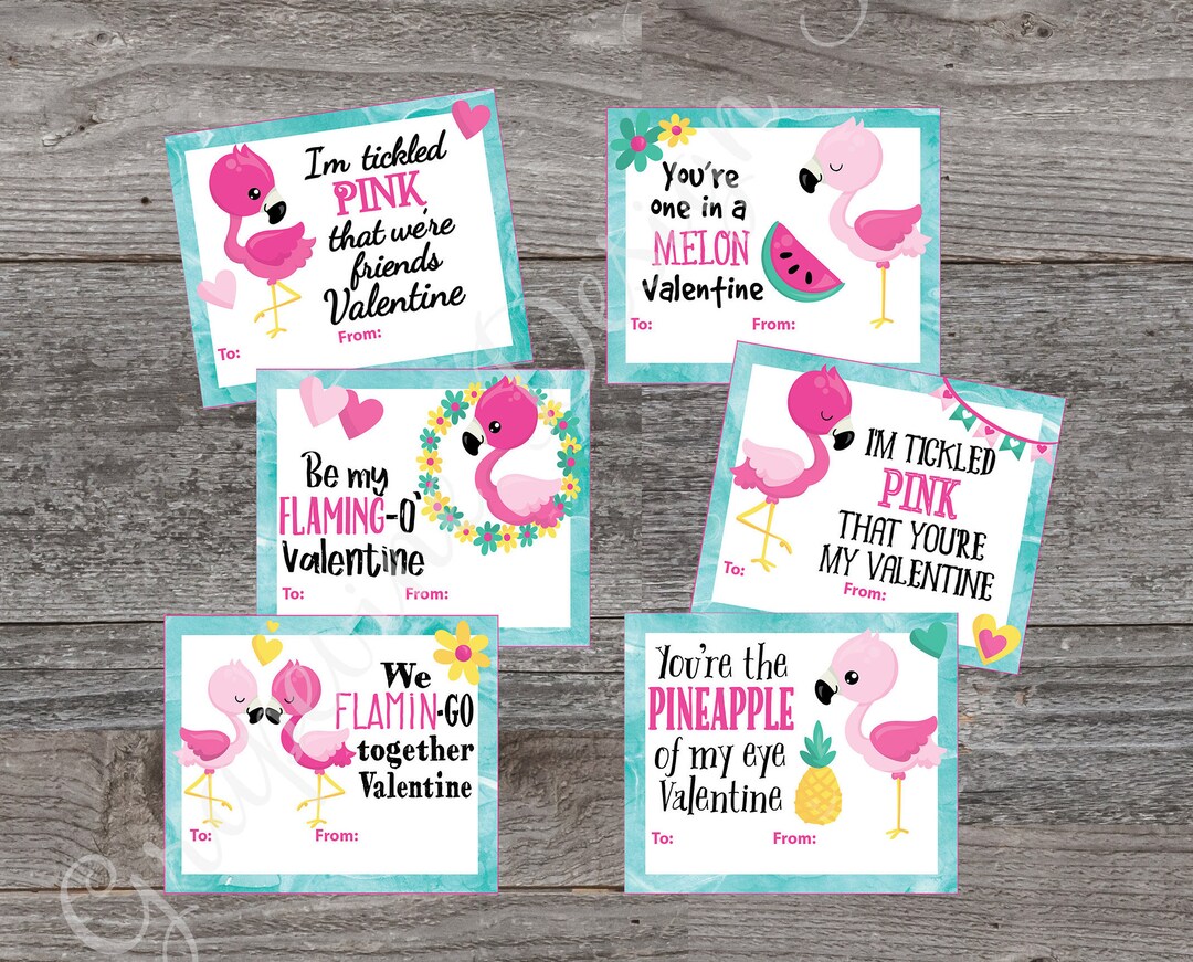 Kids Valentine Cards - Flamingo Valentine Cards. Printable Valentine ...