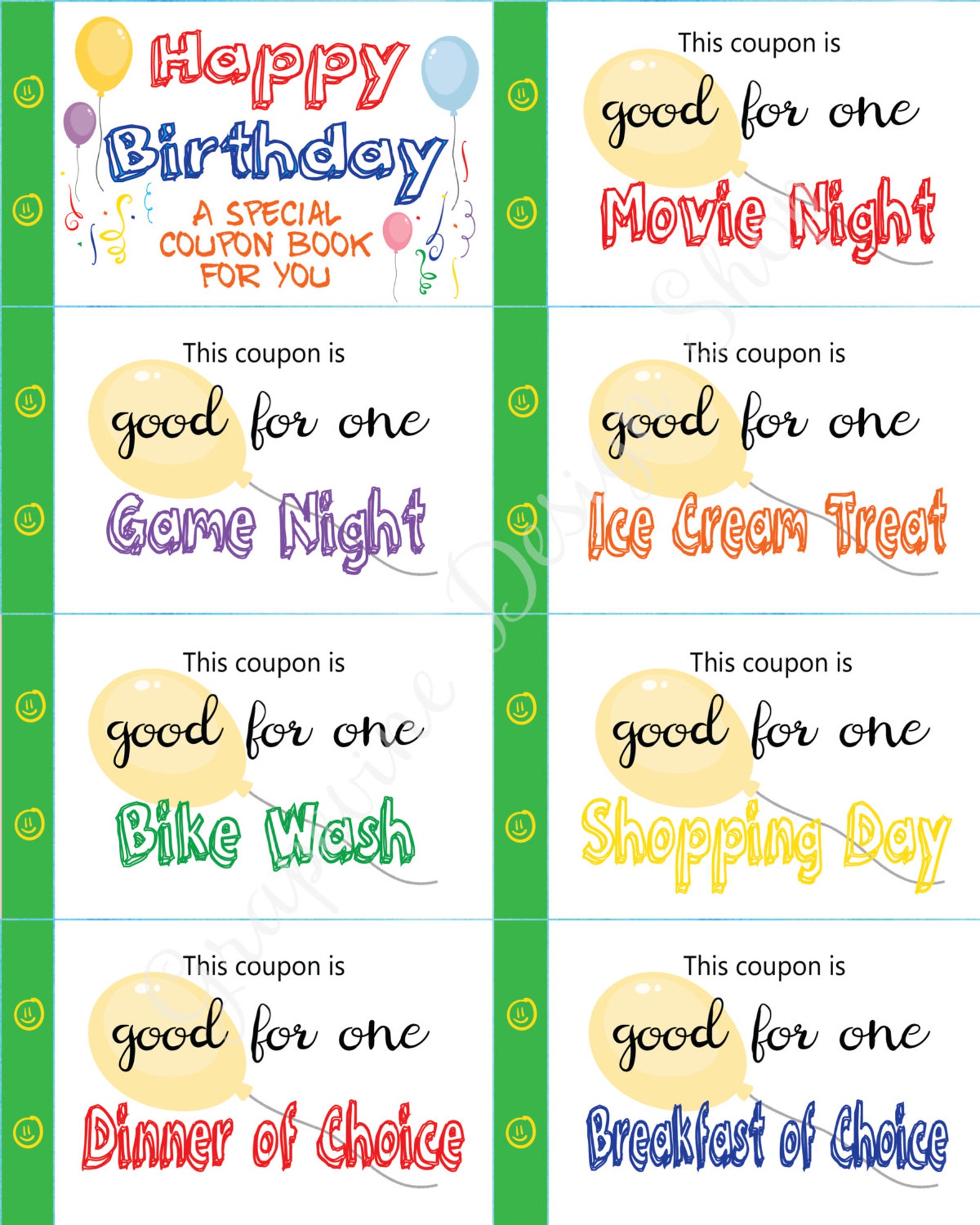 Kids Birthday coupon book Child Birthday gift Coupon book | Etsy