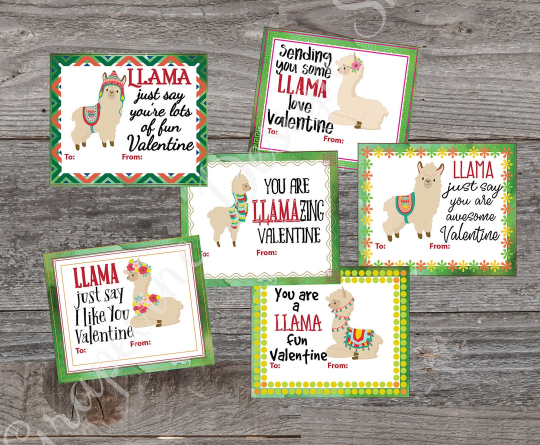 Kids Valentine Cards - Llama Valentine Cards - Printable Valentines Day ...
