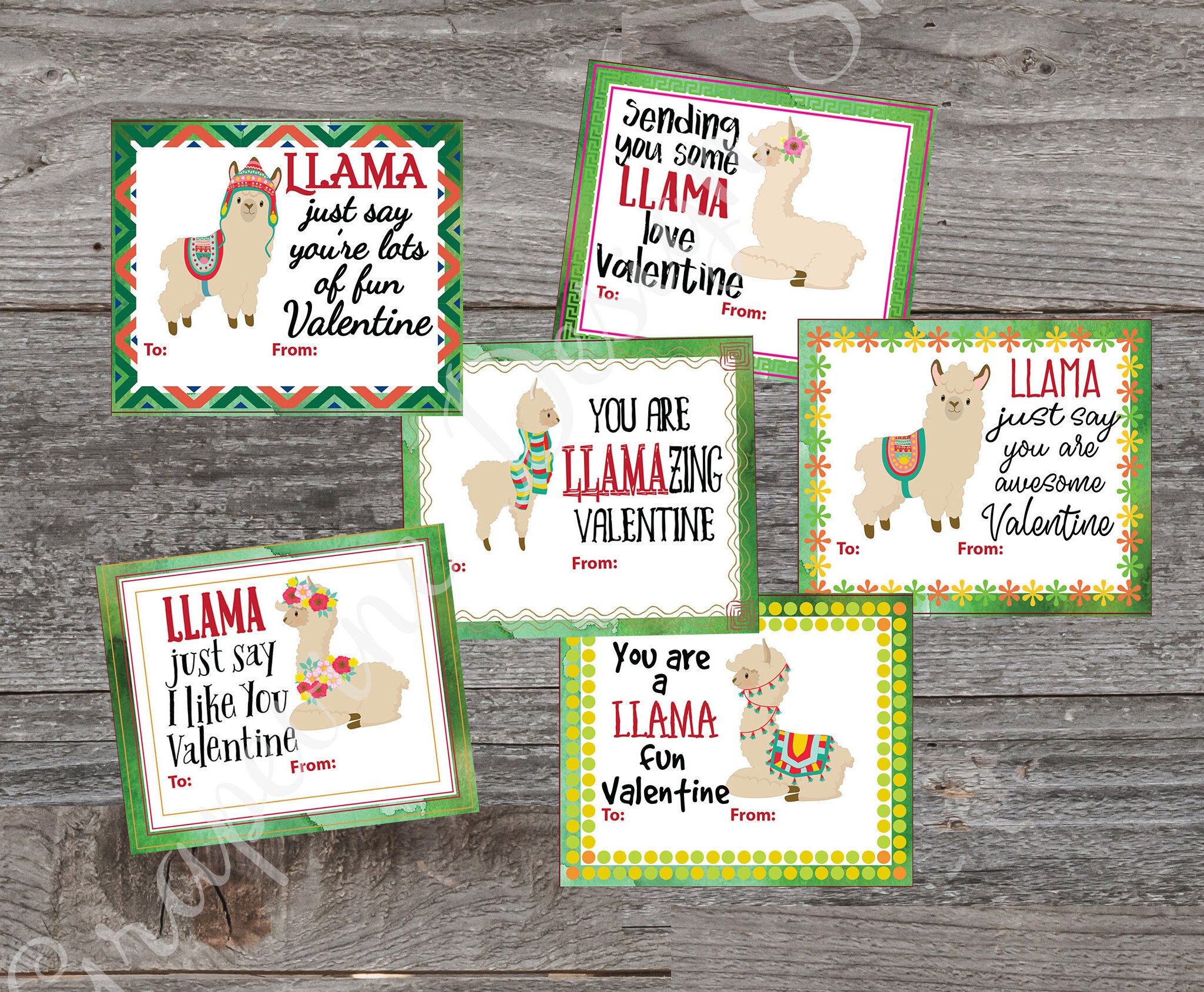 Kids Valentine Cards Llama Valentine Cards Printable Valentines Day ...
