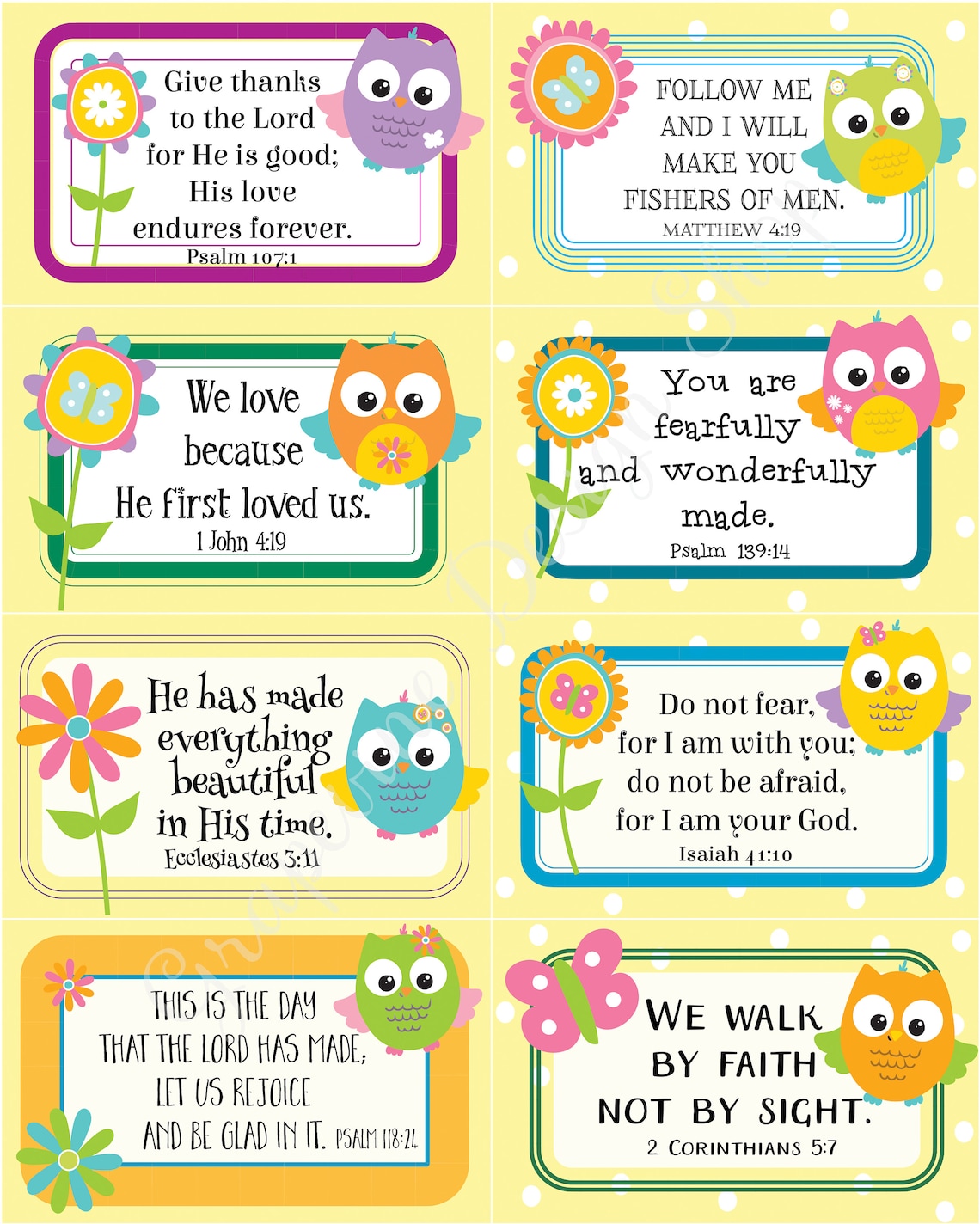 Scripture Memory Cards for Kids. 24 Bible Verse Cards for Children ...