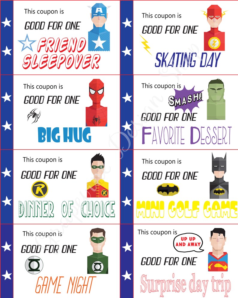 Superhero Kids Coupon Book - Printable Kids Gift - Instant Birthday ...