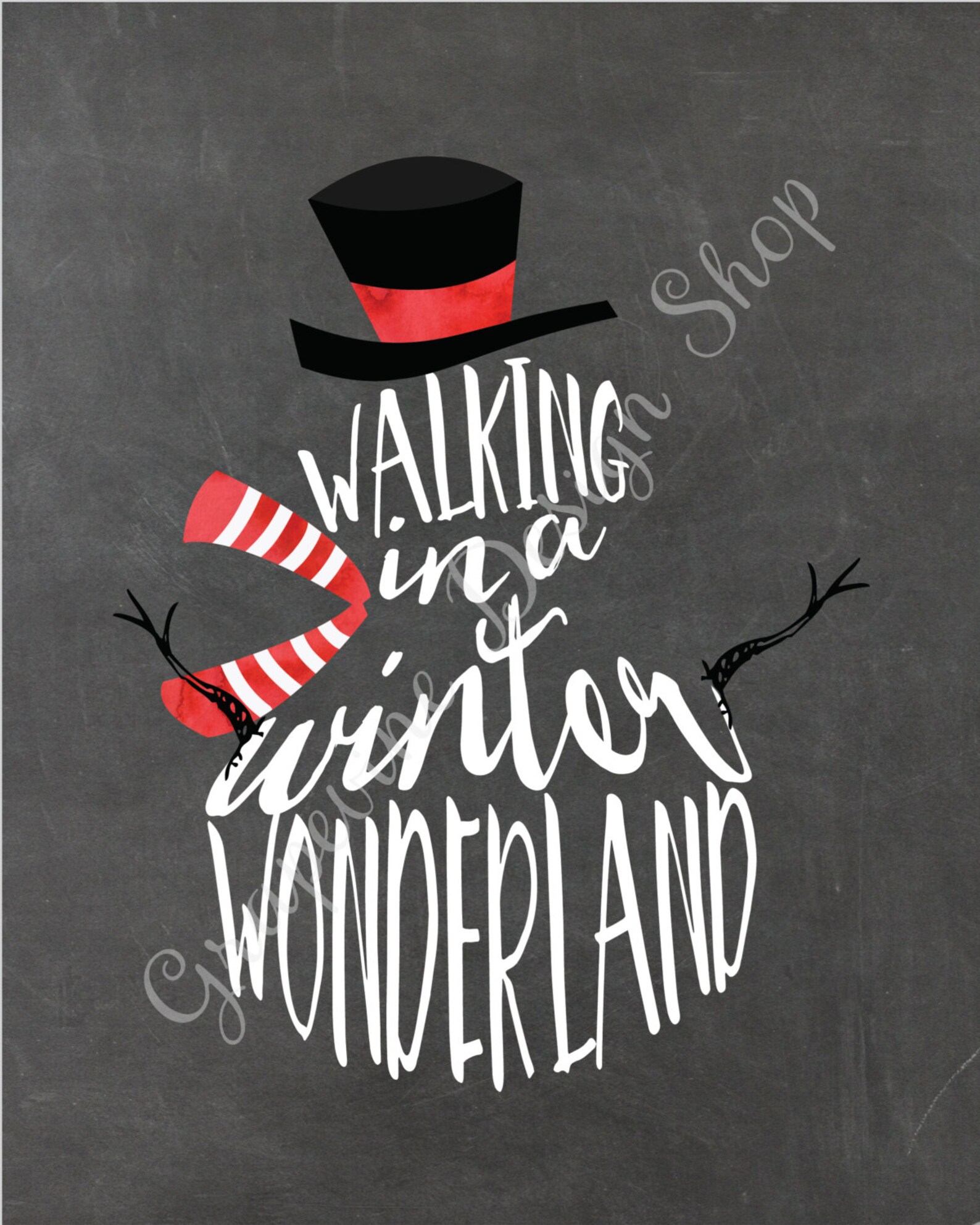 Walking in a winter wonderland. Chalkboard Snowman print. | Etsy