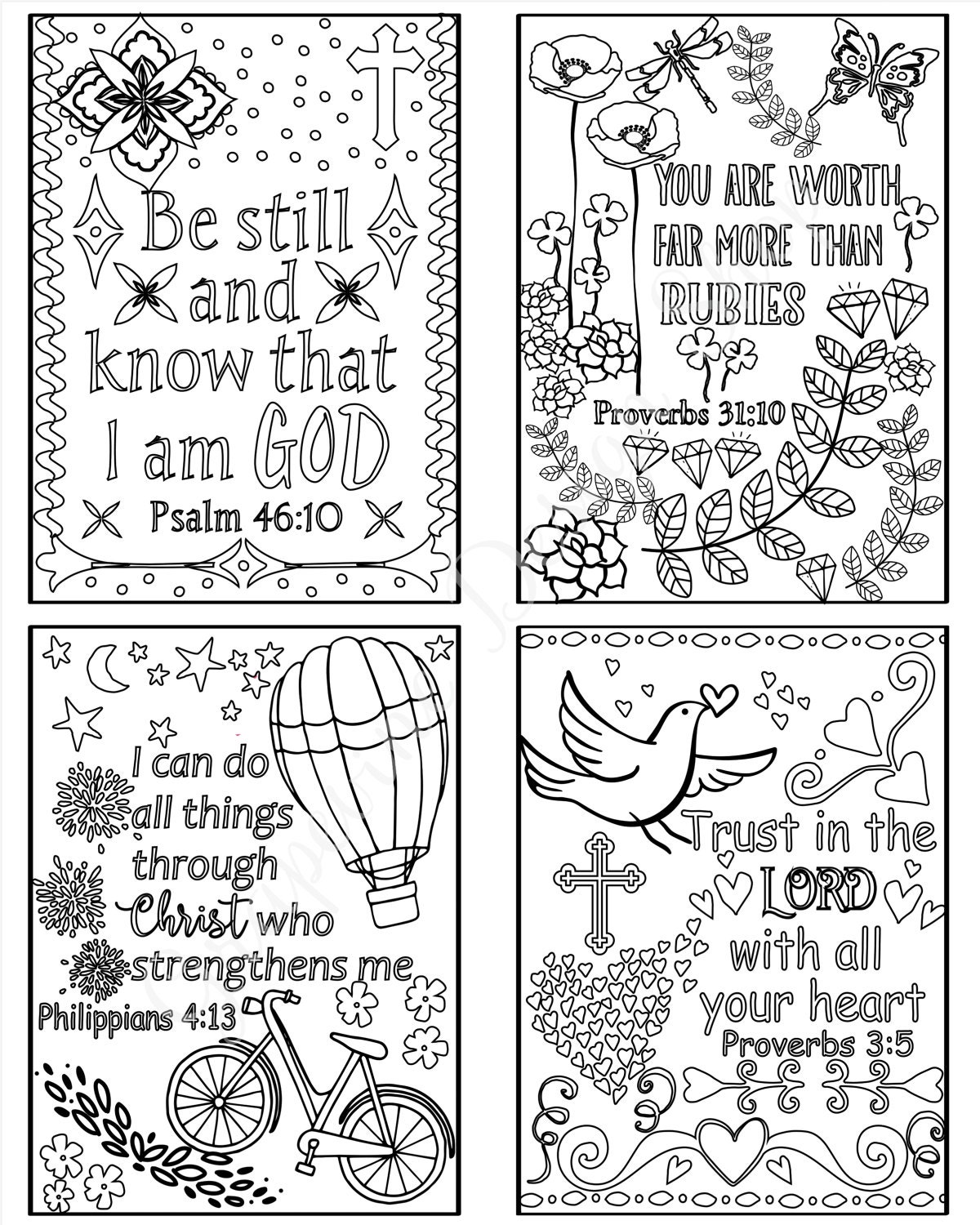Bible Verse Cards Coloring Scripture Cards Christian - Etsy